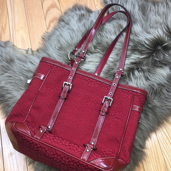 Coach | Bags | Authentic Coach Z5225 Red Tan Tote Bag | Poshmark